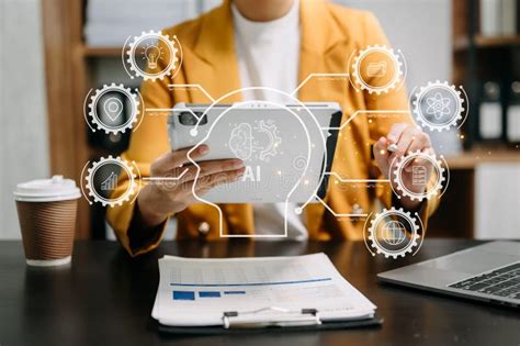 Woman Using Chatbot In Computer And Tablet Smart Intelligence Aichat