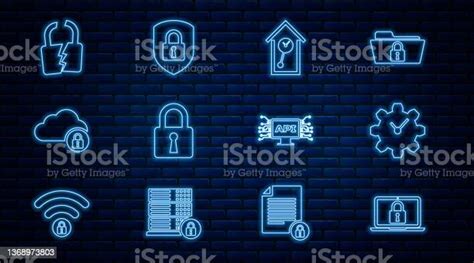 세트 랩톱 및 잠금 시간 관리 복고풍 벽 시계 잠금 클라우드 컴퓨팅 깨지거나 금이 간 컴퓨터 Api 인터페이스 및 아이콘이 있는 쉴드 보안 벡터 경영자에 대한 스톡 벡터