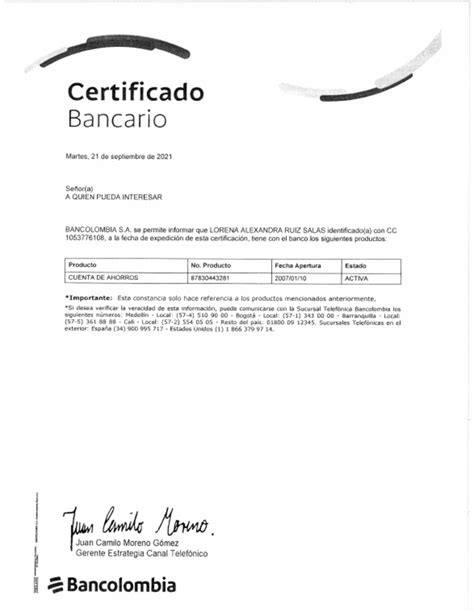 Certificado Bancario Pdf