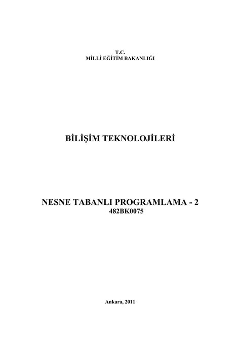 Nesne Tabanlı Programlama 2 Pdf