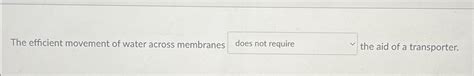 Solved The Efficient Movement Of Water Across Membranes The Chegg