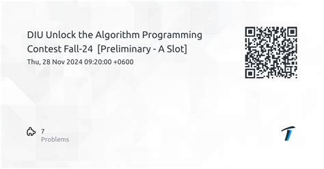 Diu Unlock The Algorithm Programming Contest Fall 24 Preliminary A