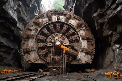 Tunnel Boring Machine Through Rock Stock Illustration Illustration Of