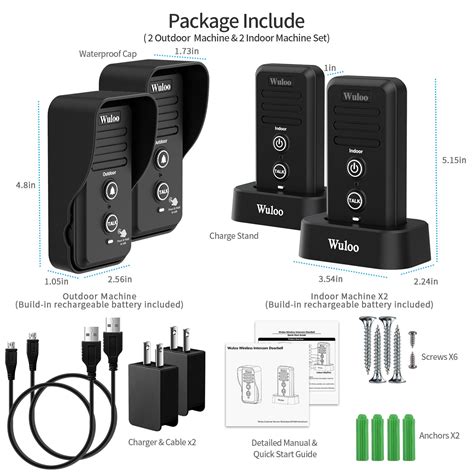Wuloo Wireless Intercom Doorbell 2and2 Black Wulooofficial