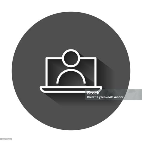 평면 스타일에서 온라인 교육 프로세스 아이콘입니다 긴 그림자와 함께 세미나 세미나 벡터 일러스트입니다 E러닝 사업 개념입니다