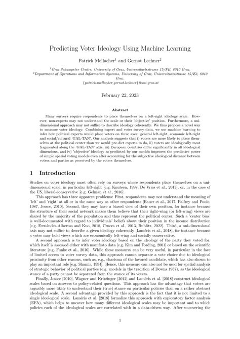 PDF Predicting Voter Ideology Using Machine Learning