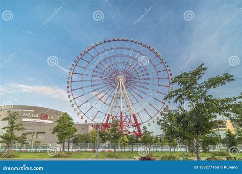Odaiba Colorful Tall Palette Town Ferris Wheel Named Daikanransha