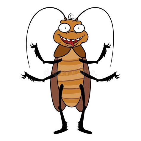 Funny Smiling Cockroach Icon Cartoon Vector Biology Creepy Stock