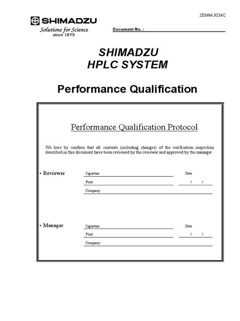 Performance Qualification Protocol For Hplc Pdf Significant Figures
