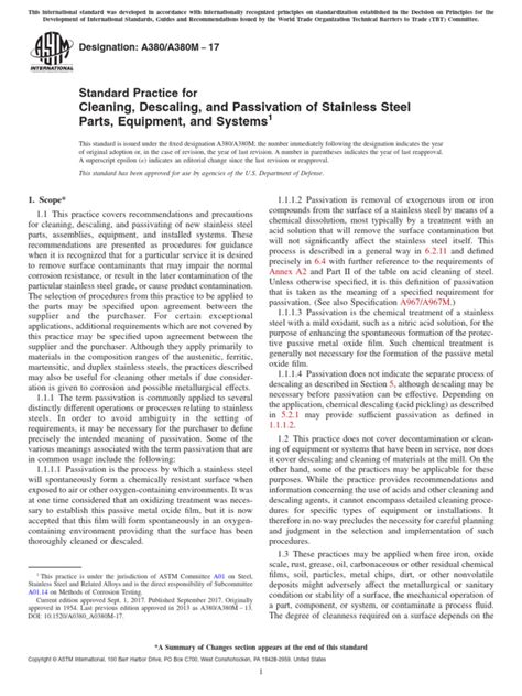 Astm A380 Passivation Standards Summary Pdf Stainless Steel Corrosion