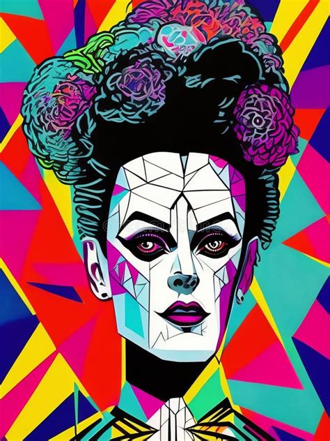 Geometric Abstract Portrait Of A Woman Generative Ai Illustration Stock Illustration