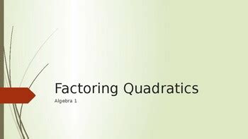Factoring Quadratics PowerPoint By Krista Gurnett TPT