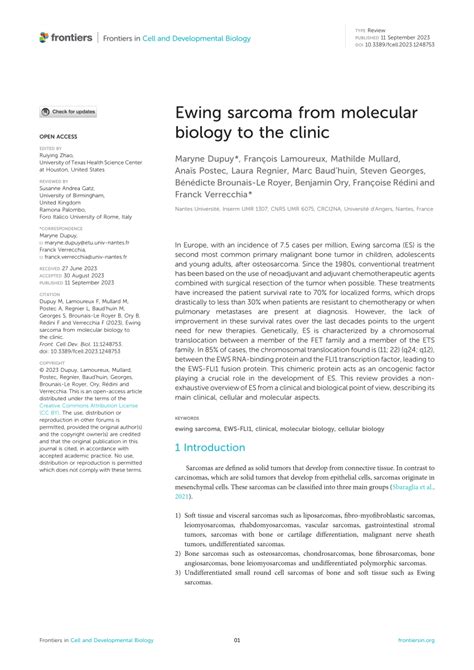 Pdf Ewing Sarcoma From Molecular Biology To The Clinic