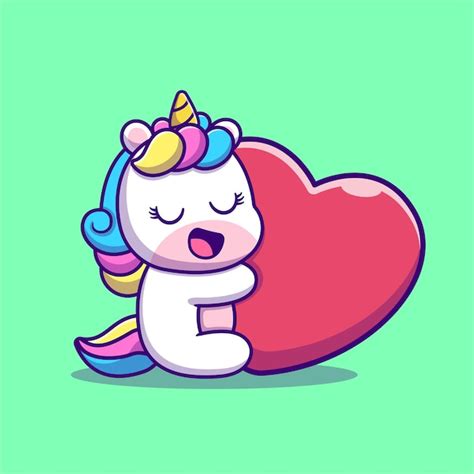 Free Vector Cute Unicorn Hug Love Heart Cartoon Vector Icon