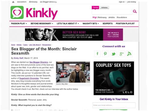 Kinkly Sex Blogger Of The Month Sinclair Sexsmith Sinclair Sexsmith