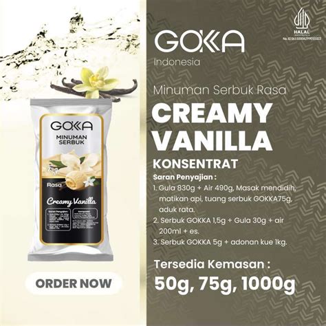 Jual Bubuk Powder Minuman Kekinian Gokka Rasa Creamy Vanilla Kemasan