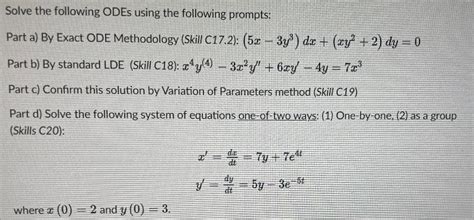 solved solve the following odes using the following prompts