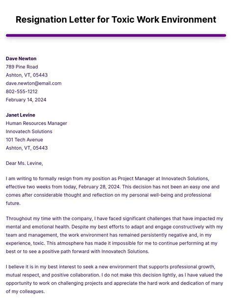 Resignation Letter Hostile Work Environment At Genvadablog Blog