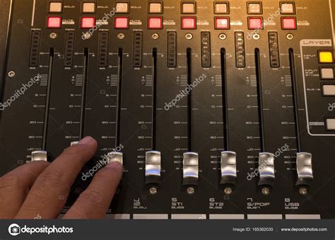 Sound Technician Audio Mixer Equalizer Control For Background — Stock