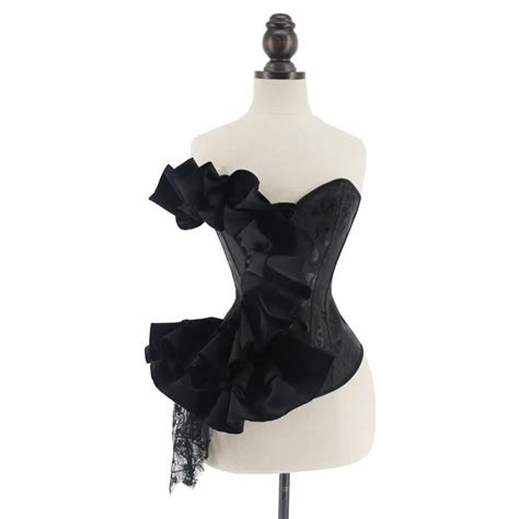 Luxury Vintage Bustier Corset Women Lace Floral Ruffle Jacquard Off