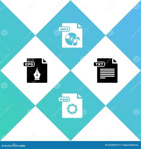 Set EPS File Document RAW MP And TXT Icon Vector Stock Illustration Illustration Of Music