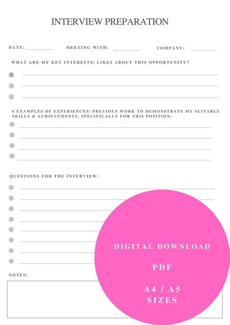 Career Interview Preparation Sheet