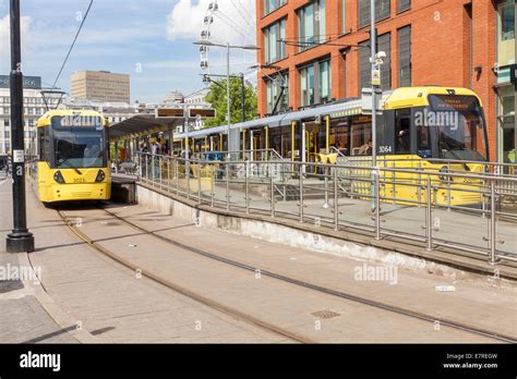 Metrolink Trams At Parker Street Piccadilly Gardens Manchester