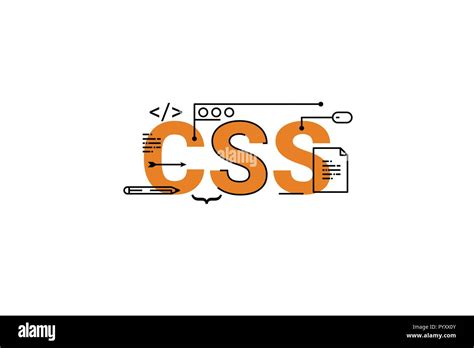 CSS Word Lettering Typography Design Illustration With Line Icons And
