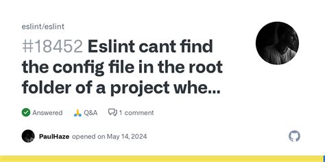 Eslint Cant Find The Config File In The Root Folder Of A Project When