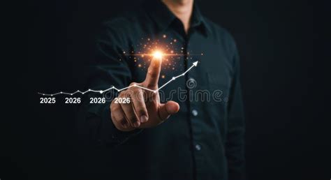 Businessman Predicting Future Growth With Interactive Data Visualization Stock Image Image Of