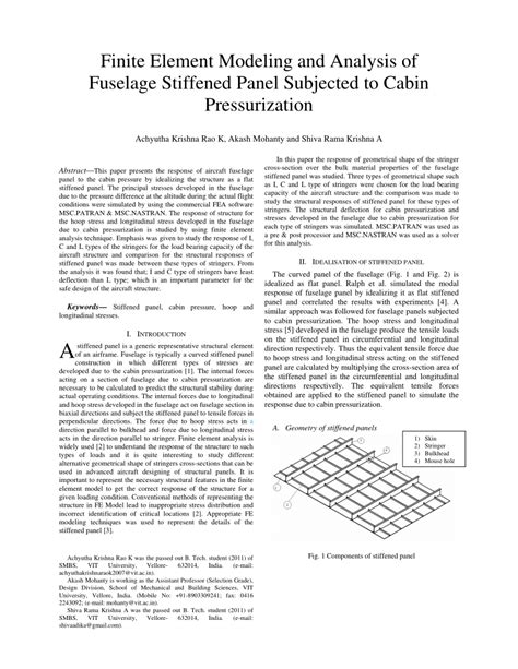 Pdf Finite Element Modeling And Analysis Of Fuselage Stiffened Panel Subjected To Cabin