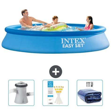 Intex Rund Uppblåsbar Easy Set Pool 305 X 61 Cm Blå Ingår