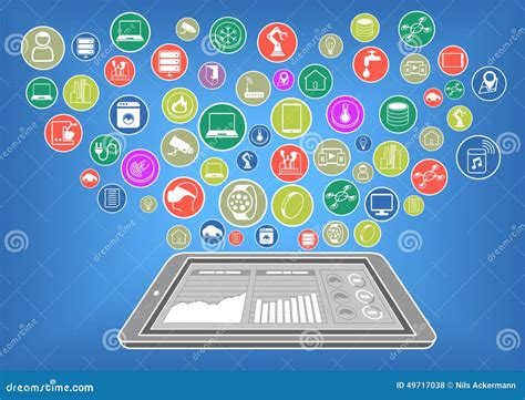 Flat Design Illustration Of Modern Smart Phone Or Tablet Connected To