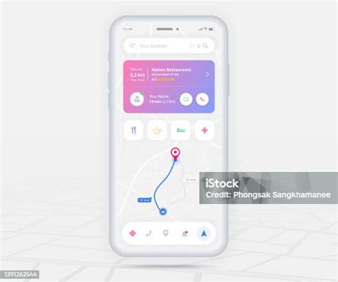 Ilustración De Mapa Aplicación De Navegación Gps Ux Ui Concepto