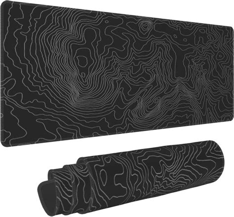 Topographic Mouse Pad XL Large Gaming Mouse Pad Black And White