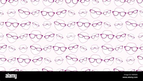 Seamless Background Repeat Pattern Of Female Heads Wearing Glasses Stock Vector Image And Art Alamy