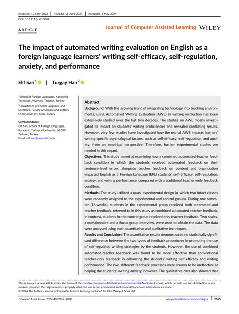 Pdf The Impact Of Automated Writing Evaluation On English As A