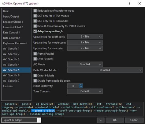 AOMEnc Encoding Option UI Discrepancy Issue 785 Staxrip Staxrip