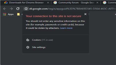 regarding the secure connection while download chrome