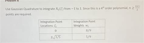Solved Problem B Use Gaussian Quadrature To Integrate Ns From 1