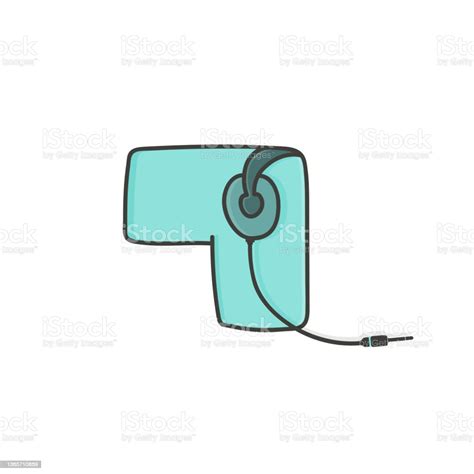 9 번호 헤드폰과 잭 디자인 벡터 핸드는 고립 된 음악 앱 및 포스터 음악 요소 생생한 오디오 정체성 등을위한 음악 글꼴을 그립니다 Dj에 대한 스톡 벡터 아트 및 기타