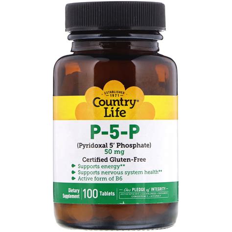 Country Life P 5 P Pyridoxal 5 Phosphate 50 Mg 100 Tablets Iherb