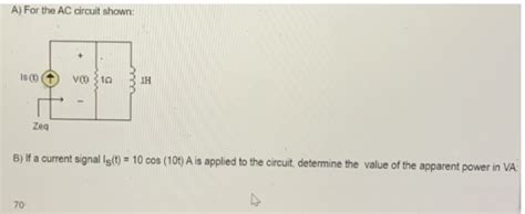 Solved A For The AC Circuit Shown B If A Current Signal Chegg