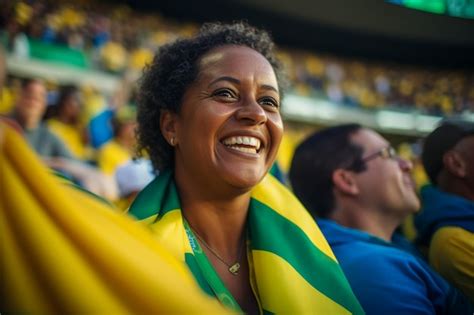 Premium Ai Image Brazilian Female Football Soccer Fans In A World Cup
