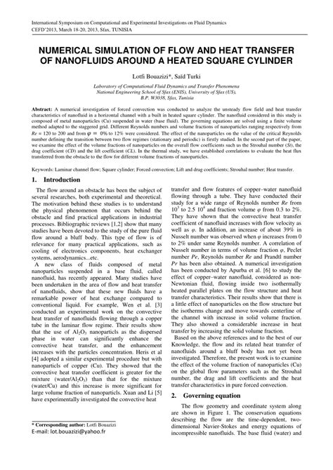 Pdf Numerical Simulation Of Flow And Heat Transfer Of Nanofluids Around A Heated Square Cylinder