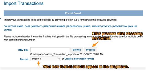 how do i import transactions with a custom format mca suite