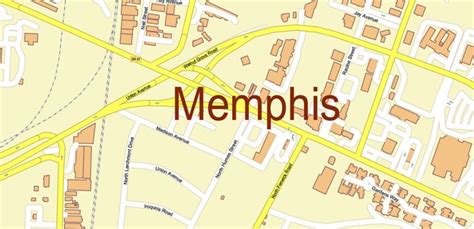 Memphis Tennessee Us Map Vector City Plan High Detailed Street Map