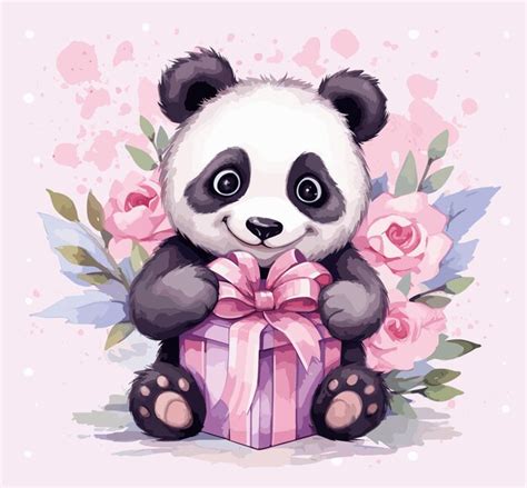 Premium Vector A Drawing Of A Panda With A Pink Ribbon And A Pink Bow