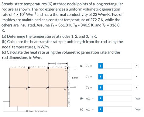 Solved Steady State Temperatures K At Three Nodal Points Chegg