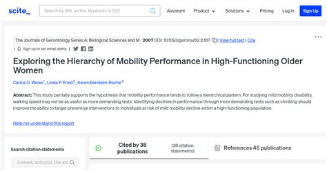 Exploring The Hierarchy Of Mobility Performance In High Functioning Older Women [scite Report]